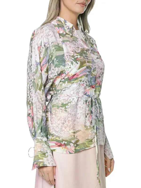 Ted Baker London Floral Print Tie Waist Blouse - Pink