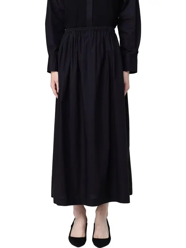 Pinko Flared Cotton Poplin Midi Skirt - Black