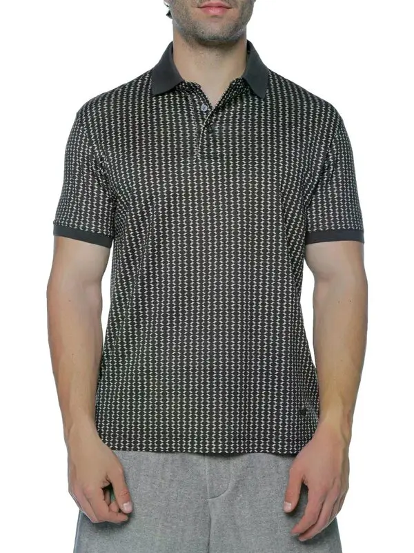 Emporio Armani Geometric-print Polo Shirt - Grey