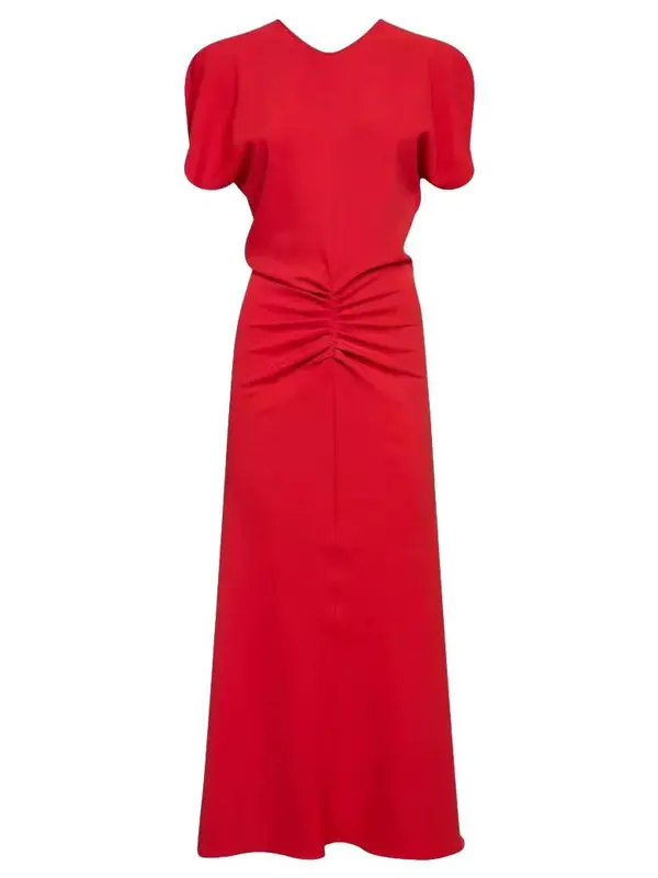 BLANCA VITA Gathe Tulip-sleeve Maxi Dress - Red