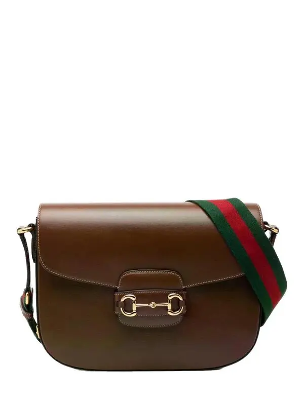 Gucci Calfskin Web Horsebit 1955 Crossbody Bag - Brown