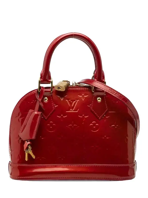 LOUIS VUITTON Monogram Vernis Alma Bb Satchel - Red
