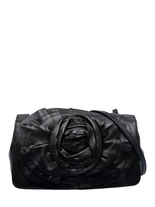 Valentino Garavani Nappa Petale Rose Shoulder Bag - Black
