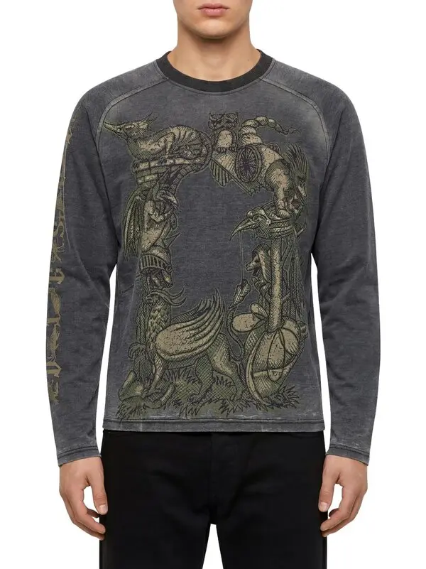 DIESEL® Printed Cotton Blend T-shirt - Grey