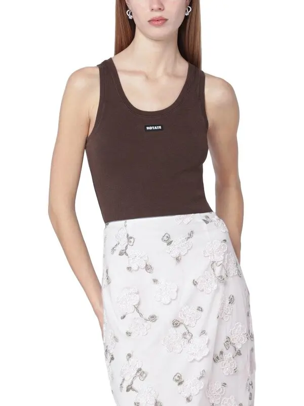 ROTATE BY BIRGER CHRISTENSEN Ribbed Cotton-blend Tank Top - Brown