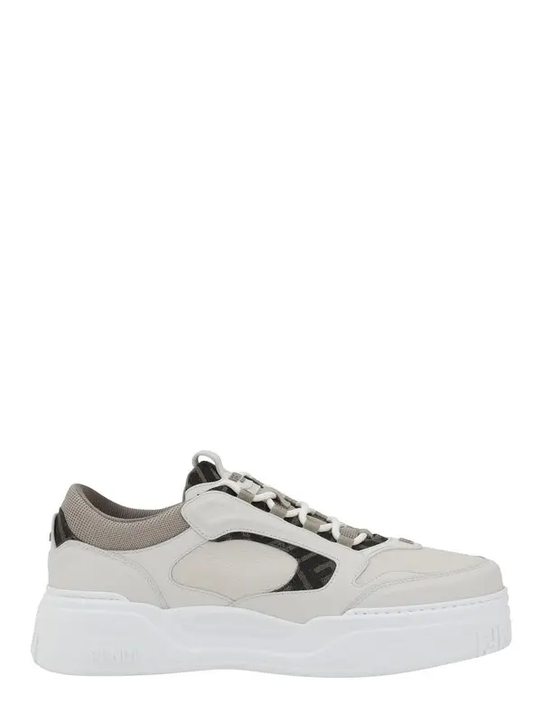Fendi Ff Logo Paneled Lace-up Sneakers - White