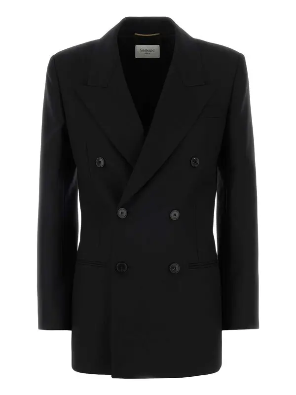 Saint Laurent Double-breasted Wool Blazer - Black