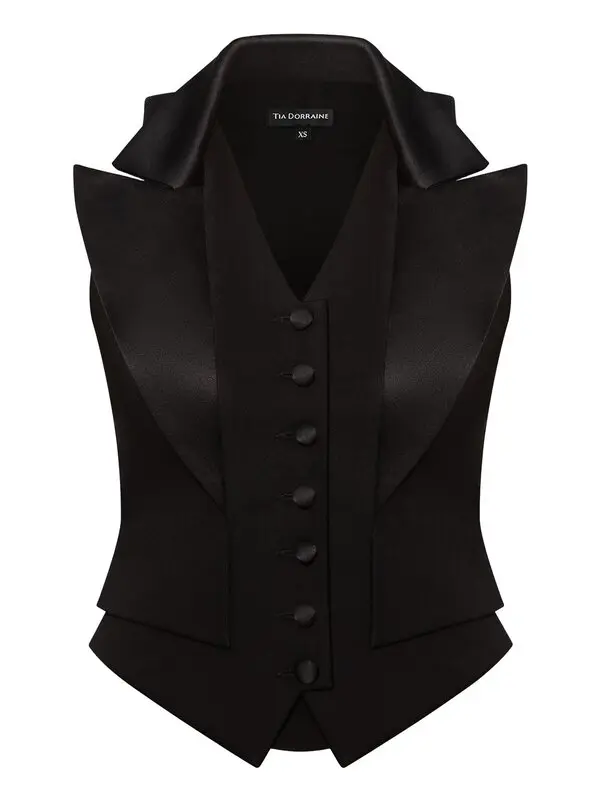 TIA DORRAINE Single-breasted Waistcoat - Black