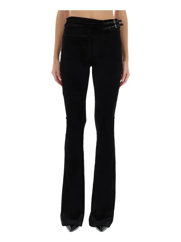 Versace Flared Trousers With Buckle Detail - Black
