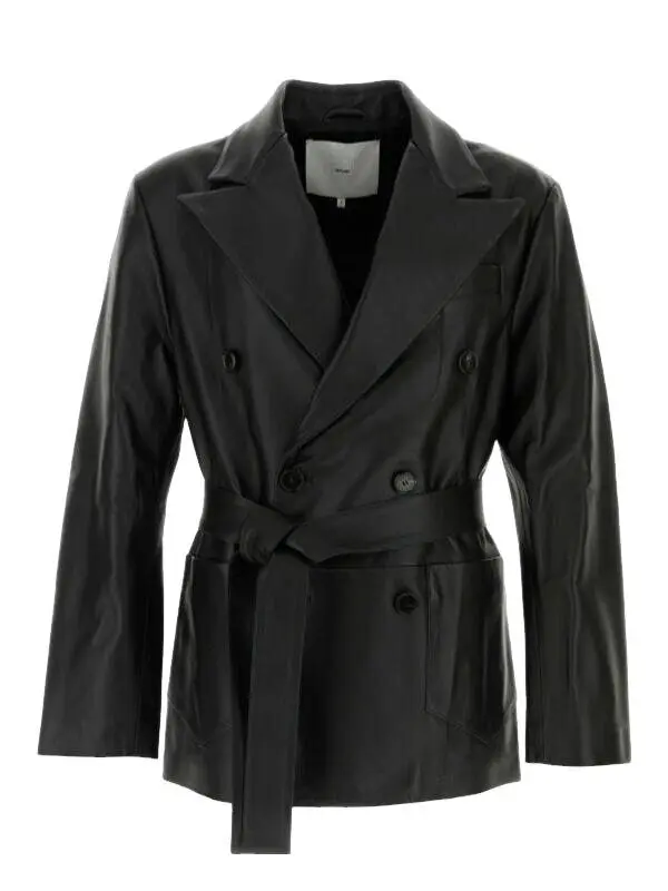 SETCHU Long-sleeved Leather Jacket - Black