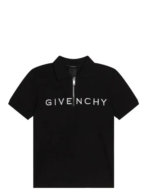 Givenchy 4g Pattern Zip Polo Shirt - Black