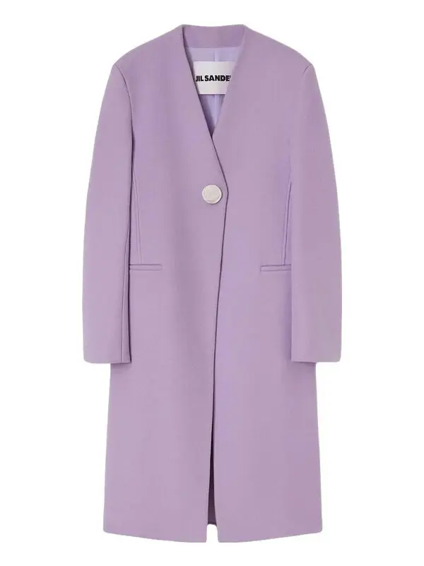 JIL SANDER Single-breasted Cashmere Coat - Purple
