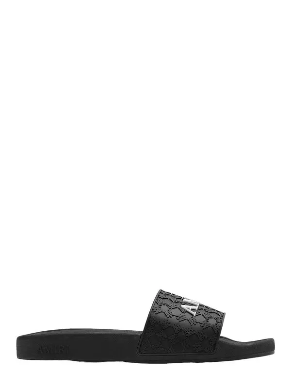Amiri Logo-embossed Open-toe Slides - Black