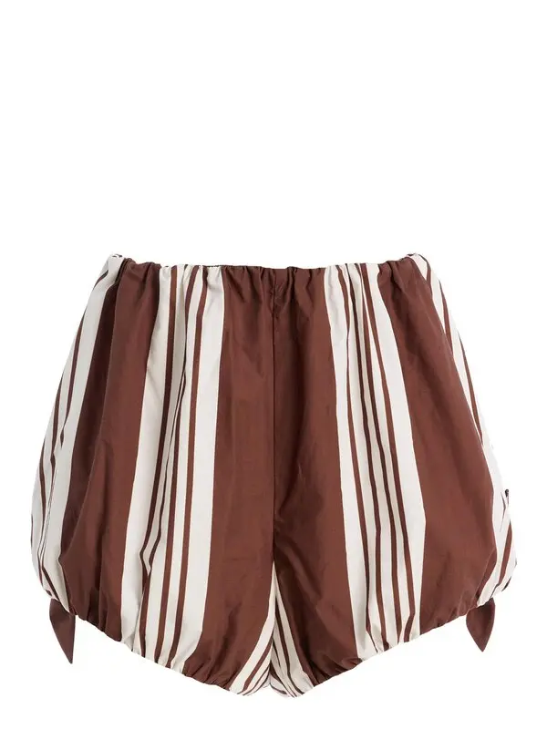 Posse Rosie Striped Cotton Bloom Shorts - Brown