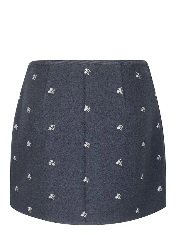 RIER Embroidered Mini Skirt - Black
