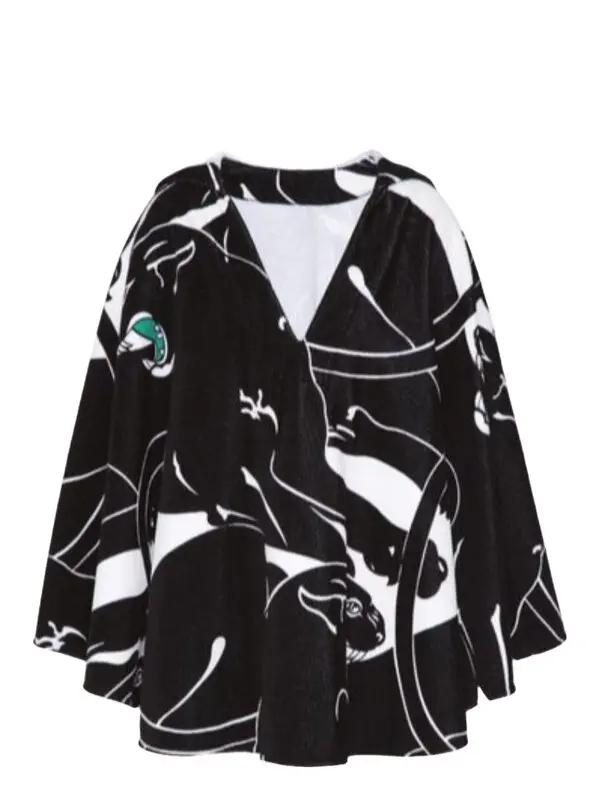 Valentino Garavani Panther Print Terry Cotton Kaftan Tunic - Black