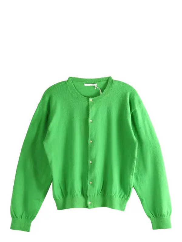 Auralee Crewneck Button-up Cardigan - Green