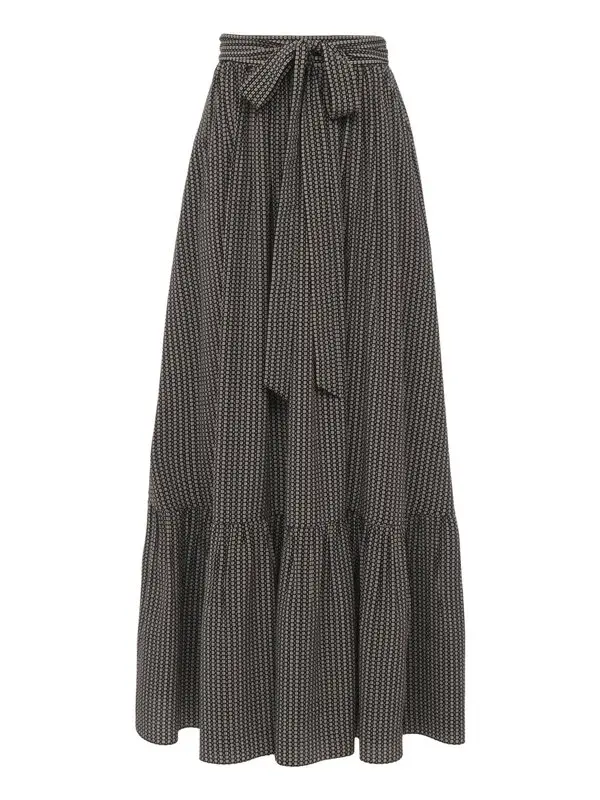 Chloé Graphic Print Belted Maxi Skirt - Black