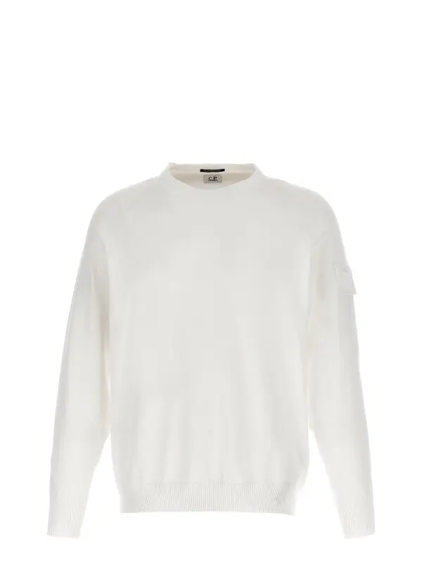 C.P. COMPANY Logo Patch Crewneck Sweatshirt - White