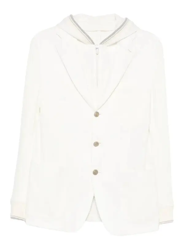 Eleventy Cotton Jacket With Patch Pockets And Ribbed Cuffs - White