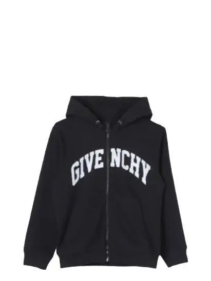 Givenchy Hooded Zip-up Hoodie With Logo - Black