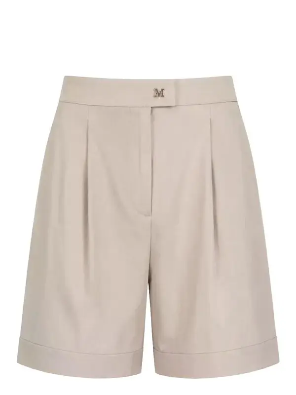 Max Mara Logo Plaque Pleated Shorts - Neutrals