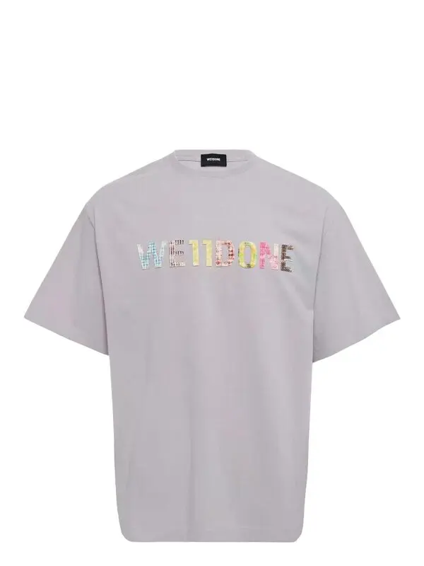 We11Done Checkered Logo T-shirt - Grey