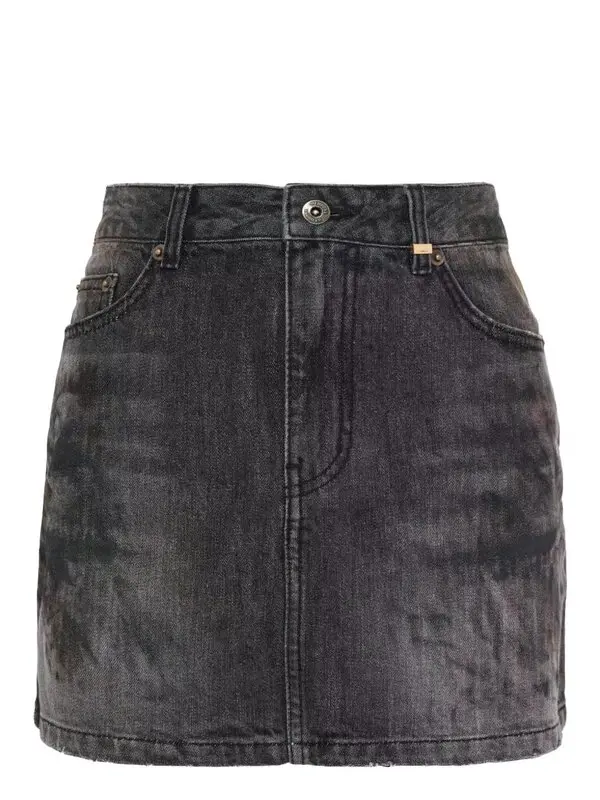 We11Done Washed Denim Mini Skirt - Grey