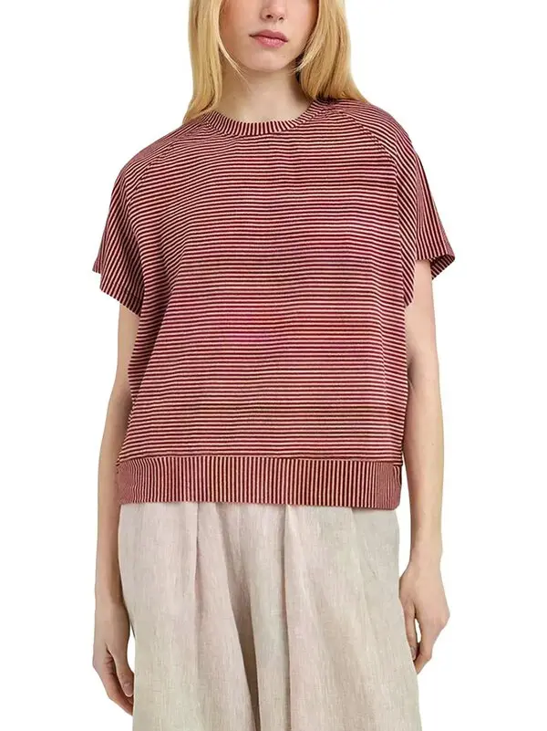 Momoni Striped Jersey Raglan T-shirt - Red