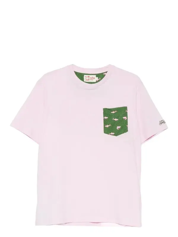 MC2 SAINT BARTH Blanche Shark-print Pocket T-shirt - Pink