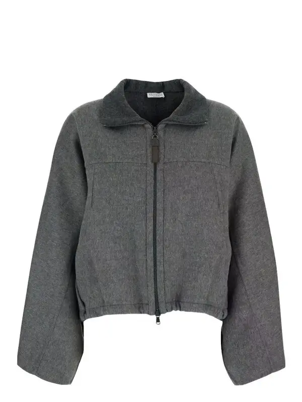 Brunello Cucinelli Monili-embellished Zip-up Jacket - Grey