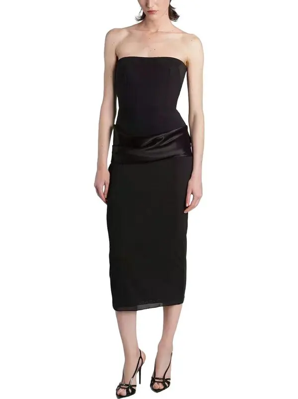 Alex Perry Strapless Midi Dress With Satin Trim - Black