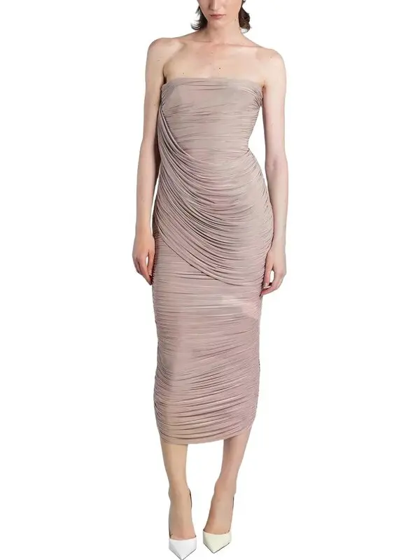 Alex Perry Strapless Draped Midi Dress - Pink