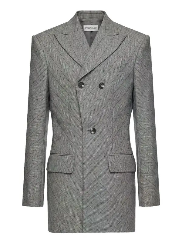 SITUATIONIST Double-breasted Blazer - Grey