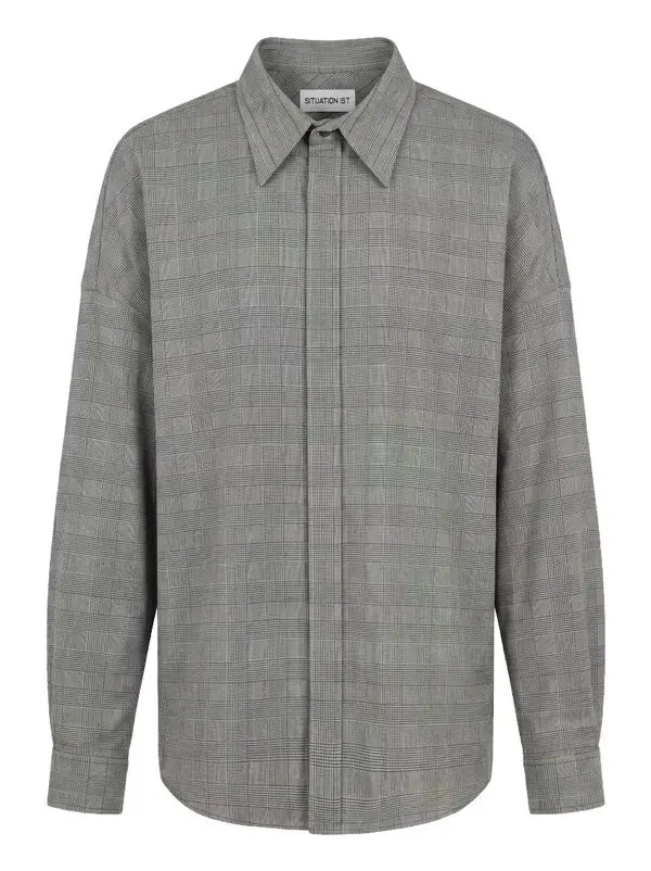 SITUATIONIST Tartan-check Wool Shirt - Grey