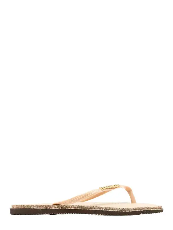 Havaianas Glitter Detail Logo Plaque Flip Flops - Neutrals