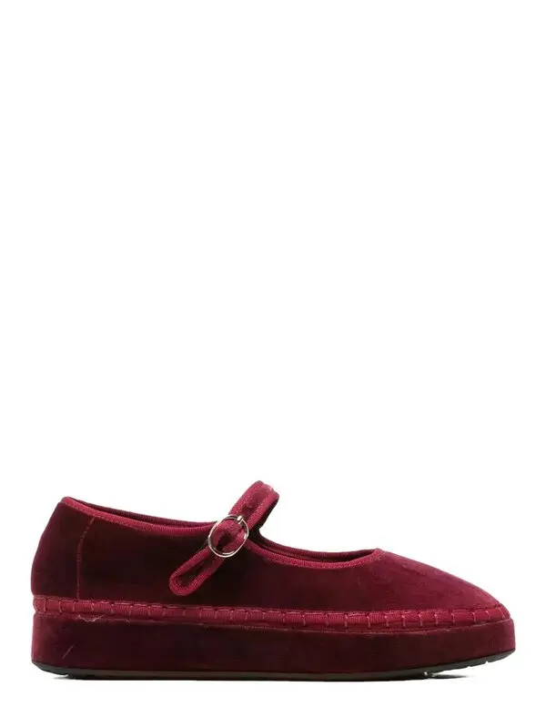FLABELUS Double Lucrecia Velvet Mary Jane Shoes - Red