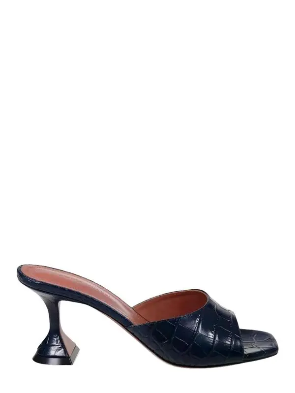 Amina Muaddi Lupita Croc-effect Leather Sandals - Blue