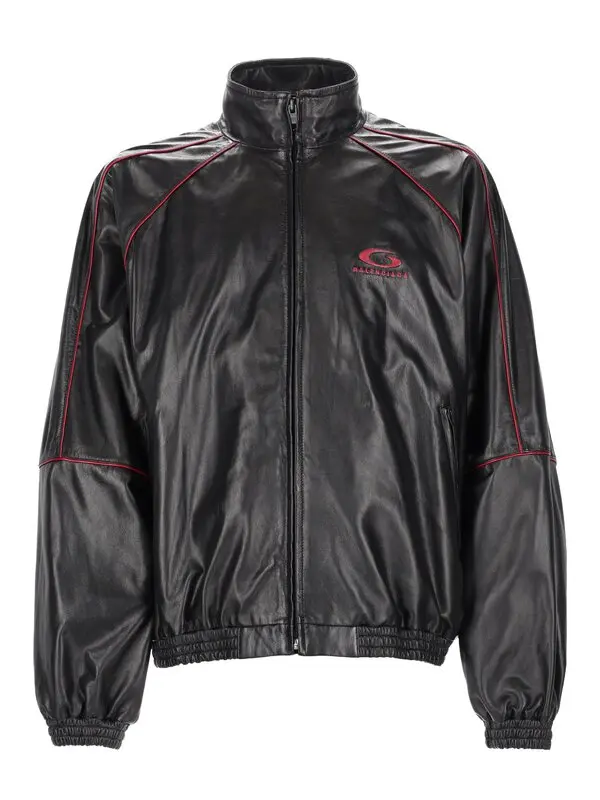 Balenciaga Leather Track Jacket - Black