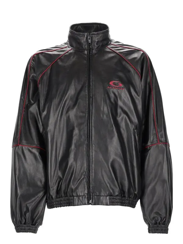Balenciaga Leather Track Jacket - Black