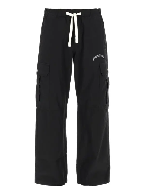 Palm Angels Curved Logo Cargo Pants - Black