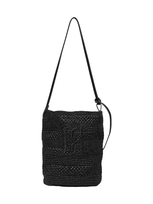 BY MALENE BIRGER Mirabellee Straw Bucket Bag - Black