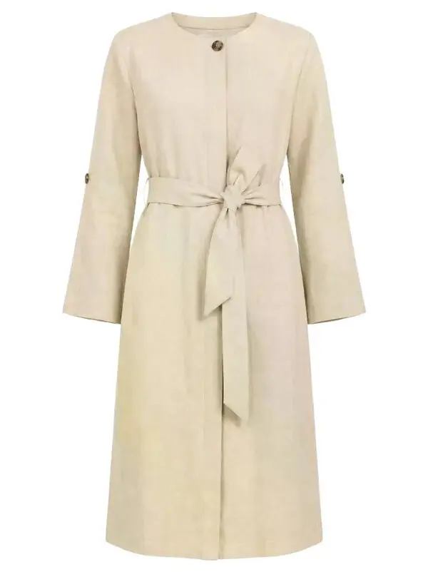Max Mara Belted Linen Midi Dress - Neutrals