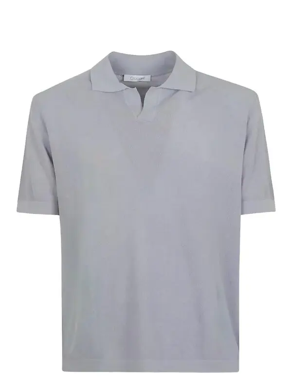 CRUCIANI Short-sleeve Knitted Polo Shirt - Grey