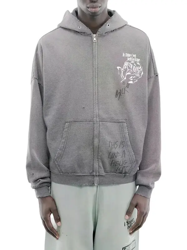 PALY Carrying The Message Distressed Hoodie - Grey