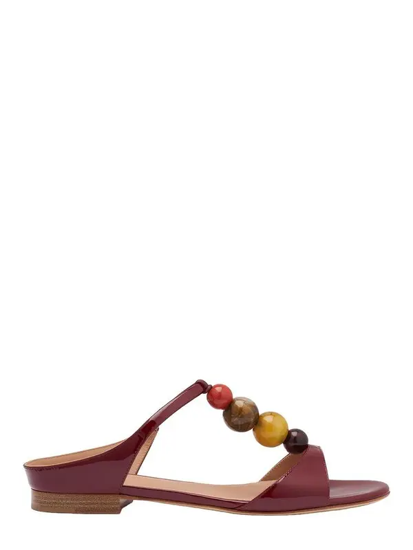 MALONE SOULIERS Lena Beaded Leather Flat Sandals - Brown