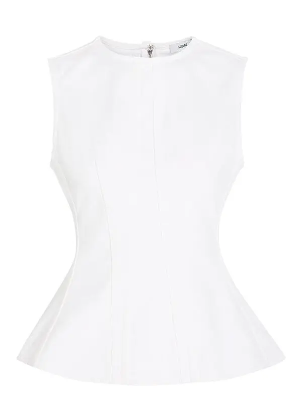 AGOLDE Corbin Peplum-hem Denim Top - White