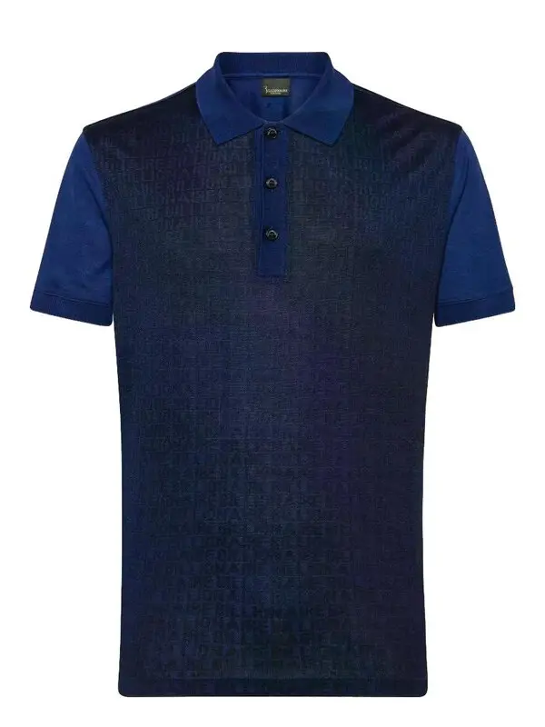 BILLIONAIRE Logo-pattern Short-sleeve Polo Shirt - Blue