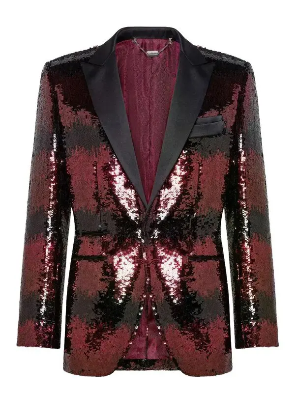 BILLIONAIRE Sequined Peak-lapel Blazer - Red