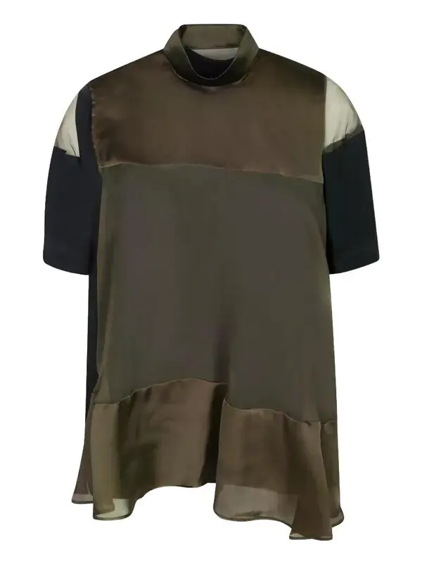 Sacai Panelled Ruffled Blouse - Blue